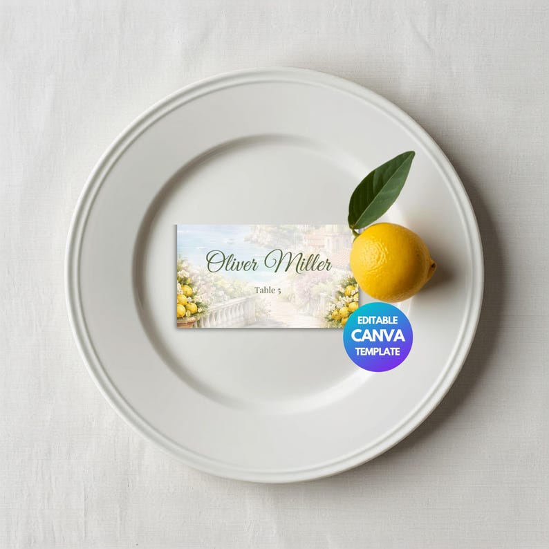 Amalfi Lemon Wedding Table Decor Bundle Canva, Italian Riviera Menu ...
