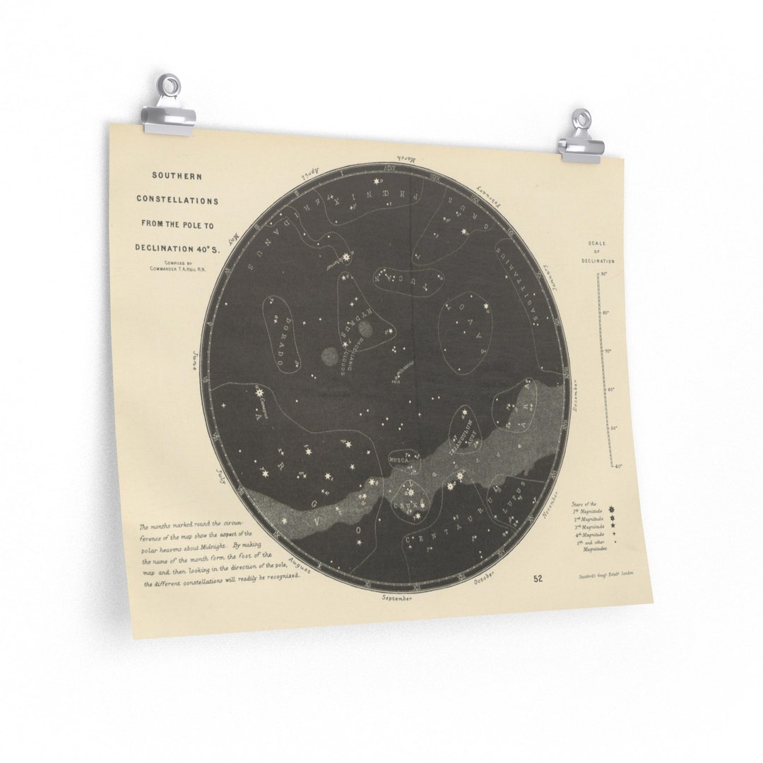 Southern Constellations Map Poster Digital Download, Stars, Astronomy ...
