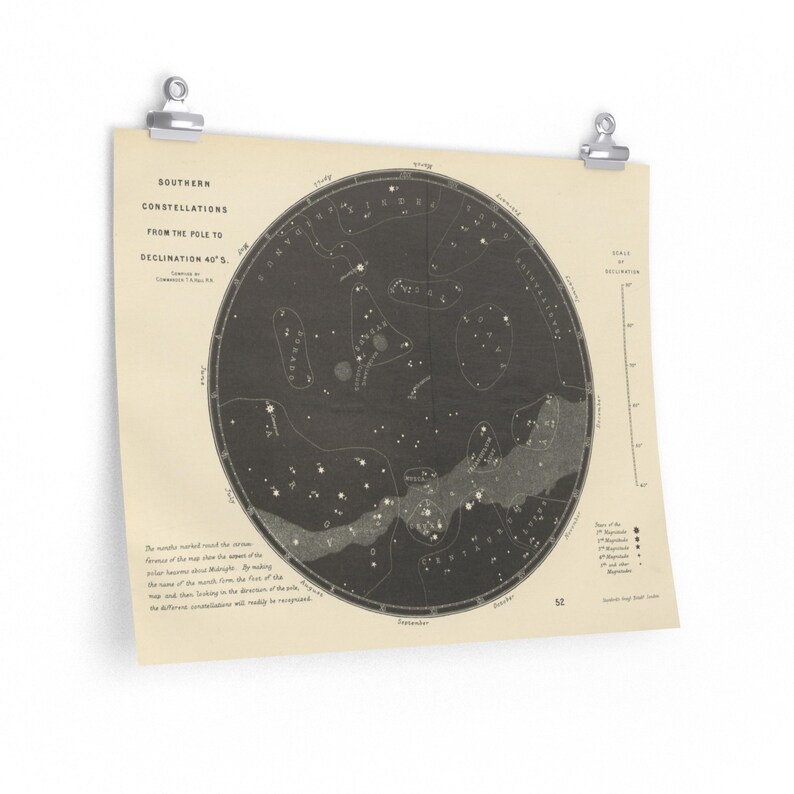 Southern Constellations Map Poster Digital Download, Stars, Astronomy ...