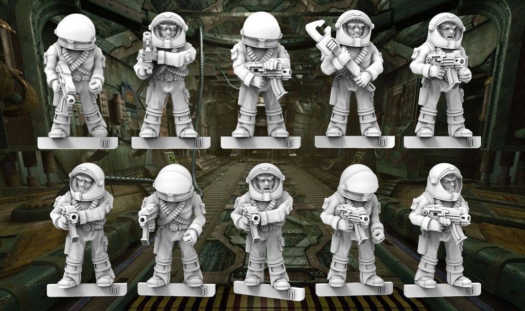 Futuristic Armed Astronauts / Spaceship Crew - 28mm Scale 3D Printed ...