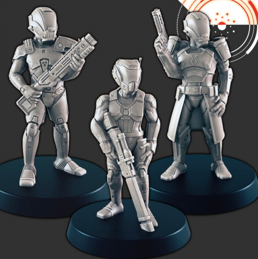 Alliance Patrol X3 - Novus Landing Sci Fi Miniatures - 28mm Scale 3D ...