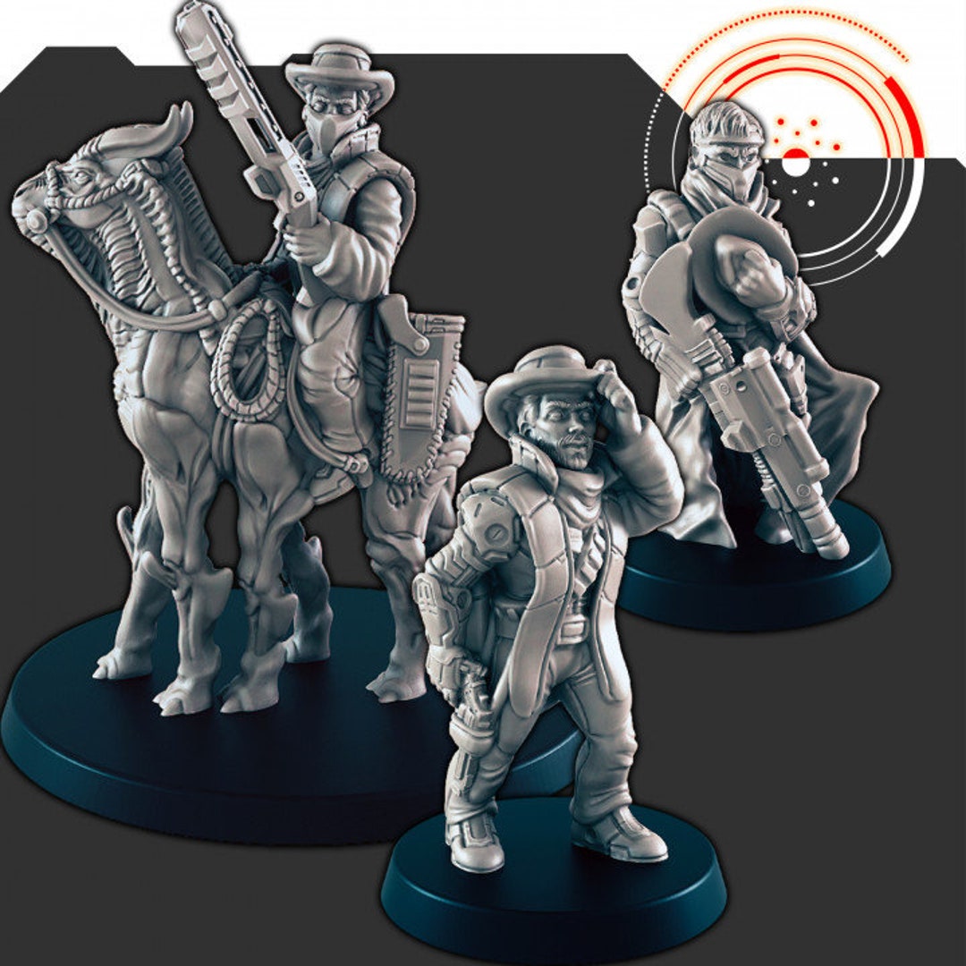Space Cowboys X3 - Novus Landing Sci Fi Miniatures - 28mm Scale 3D ...
