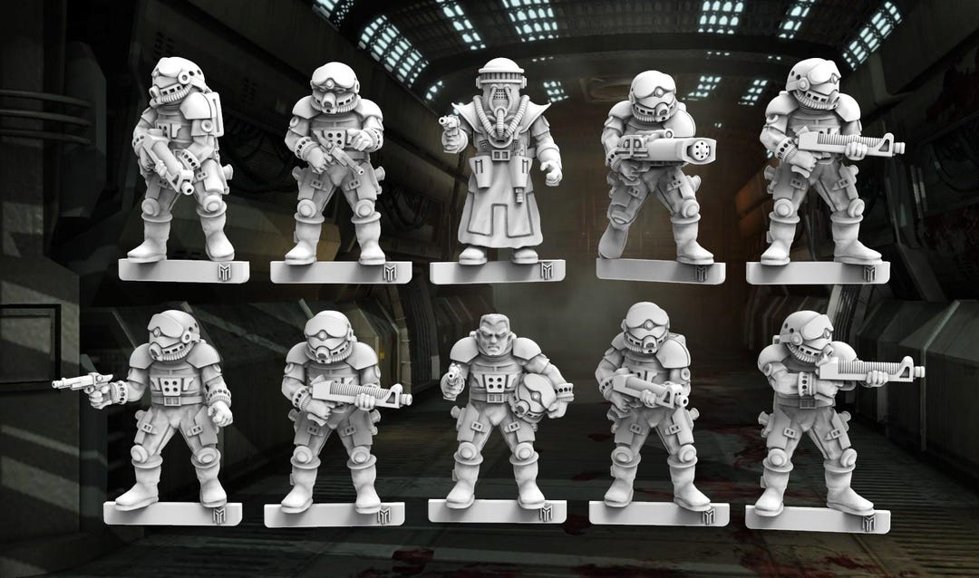 Galactic Spacefarers Set 2 (with Emperor) - 28mm Scale 3D Printed Resin ...