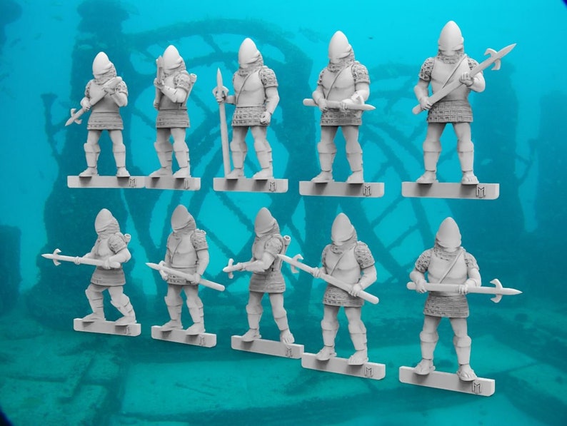 Atlantis Guards With Harpoons 28mm Scale 3D Printed Resin - Etsy