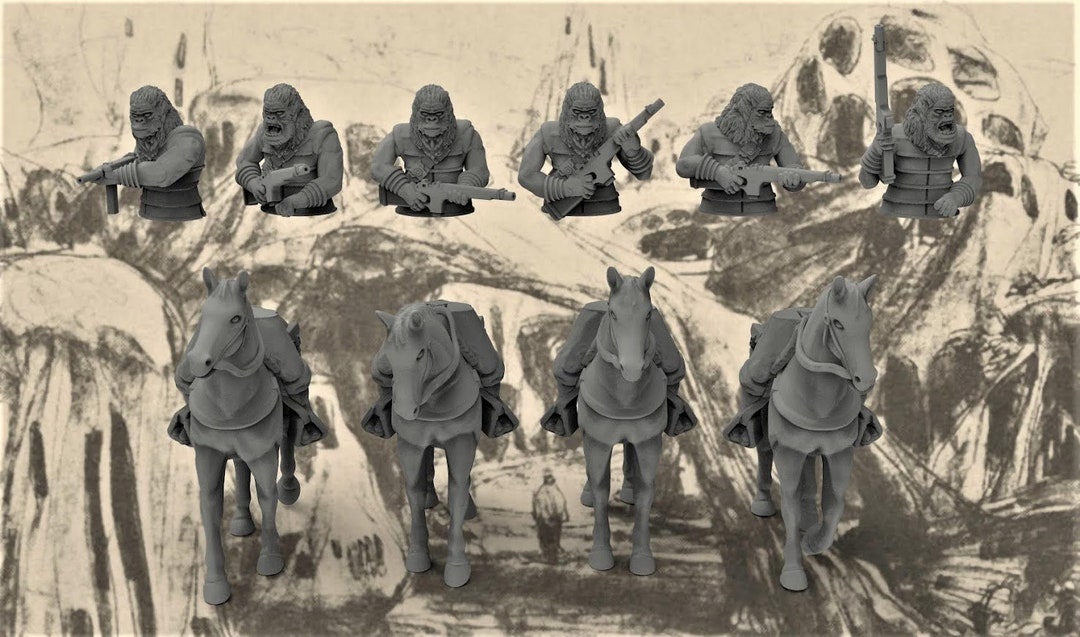 Ape World Gorilla Horse Riders X6 - 28mm Scale 3D Printed Resin ...