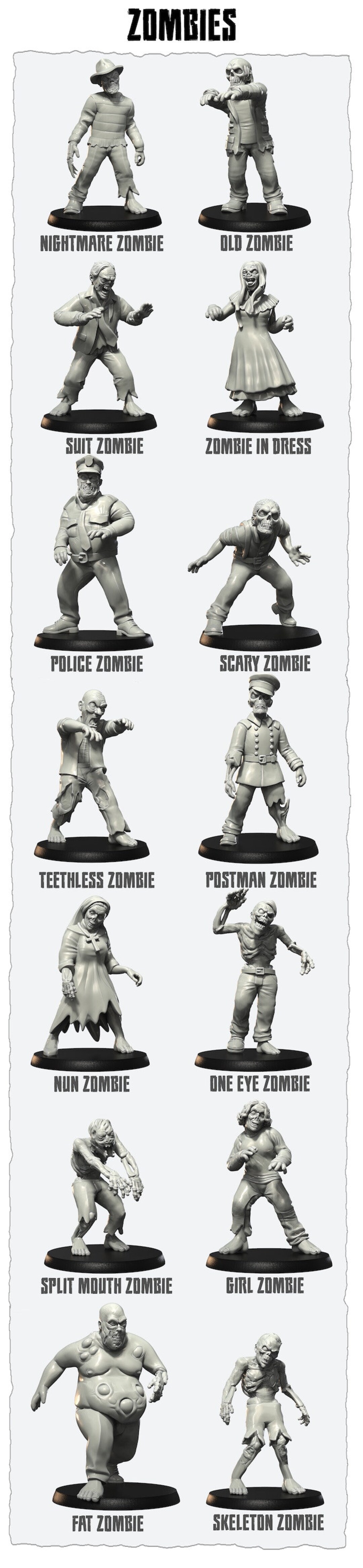 Zombie Hell - the Zombies - 32mm Heroic Scale 3D Printed Resin ...