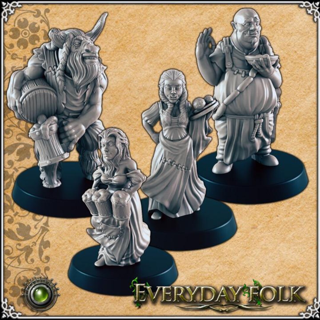 Village Tavern Crew - 28mm Scale Resin Fantasy Miniatures X4 (EC3D ...