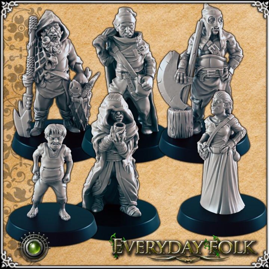 Half Orc Folk - 28mm Scale Resin Fantasy Miniatures X6 (EC3D Everyday ...