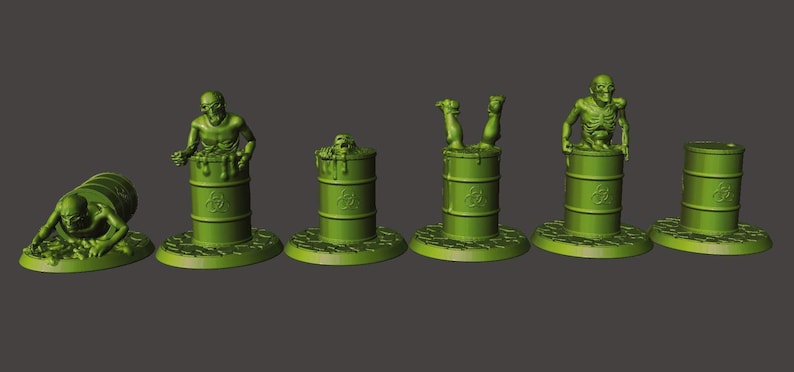Toxic Waste Barrels and Zombies - 28mm Scale 3D Printed Resin ...