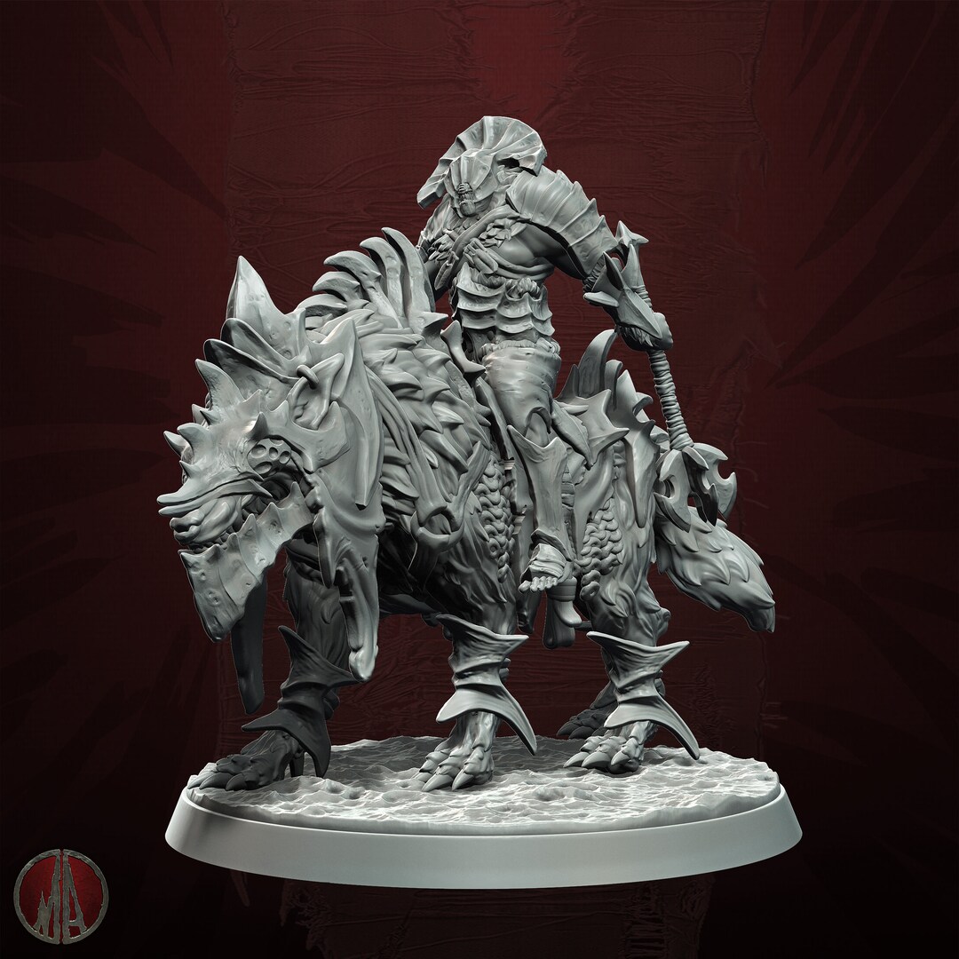 Orc Horde Ugmuz Mounted on Dire Wolf 3D Printed Heroic Scale Miniatures ...