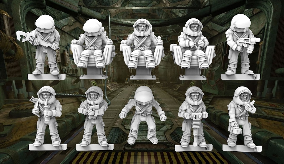 Futuristic Armed Astronauts / Spaceship Crew Set 2 - 28mm Scale 3D ...