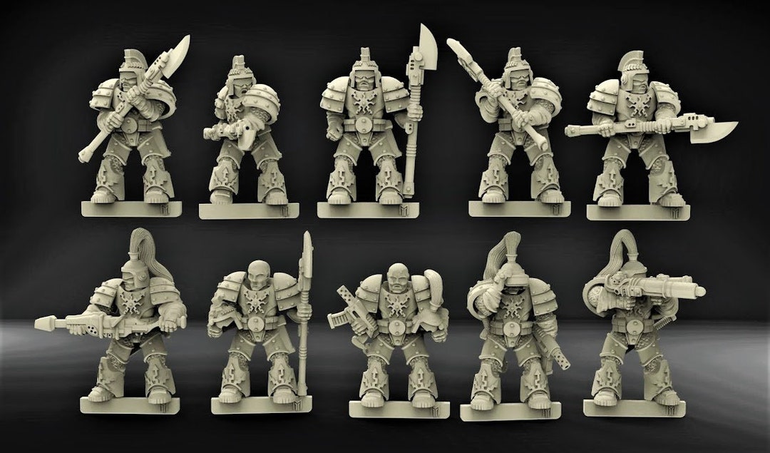 Techno Barbarians With Halberds - 28mm Scale 3D Printed Resin ...