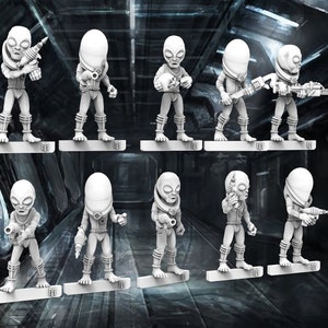Grey Aliens (grays) X10 - 28mm Scale 3D Printed Resin Miniatures X10 - Etsy