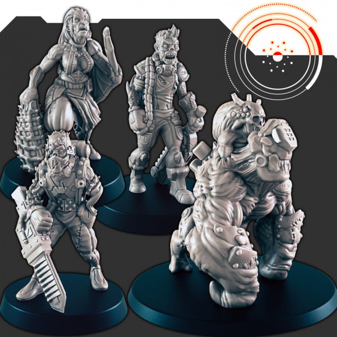 Kyton Space Ghouls X4 - Novus Landing Sci Fi Miniatures - 28mm Scale 3D ...