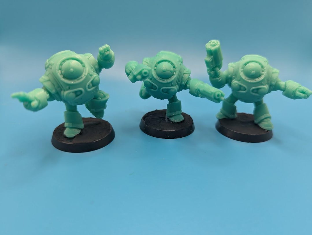 Ball Bots - Robot Miniatures X3 - 28mm / 32mm Scale 3D Printed Resin ...