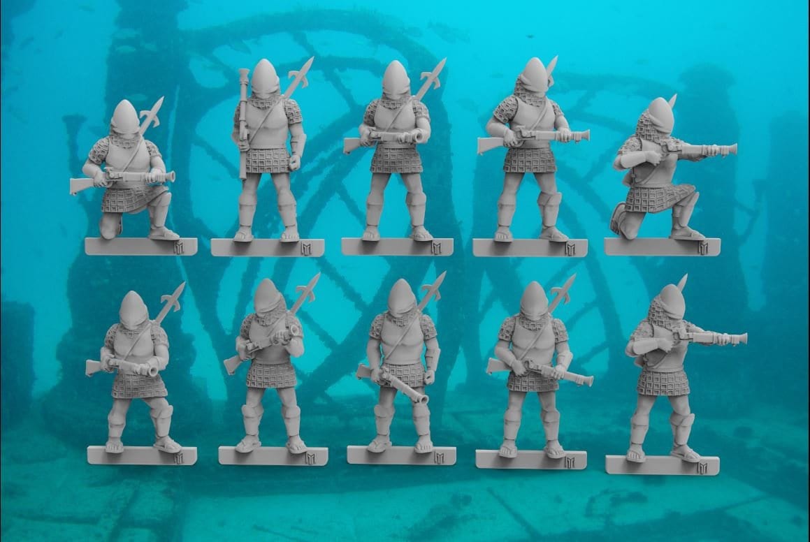 Atlantis Guards With Guns- 28mm Scale 3D Printed Resin Miniatures X10 ...