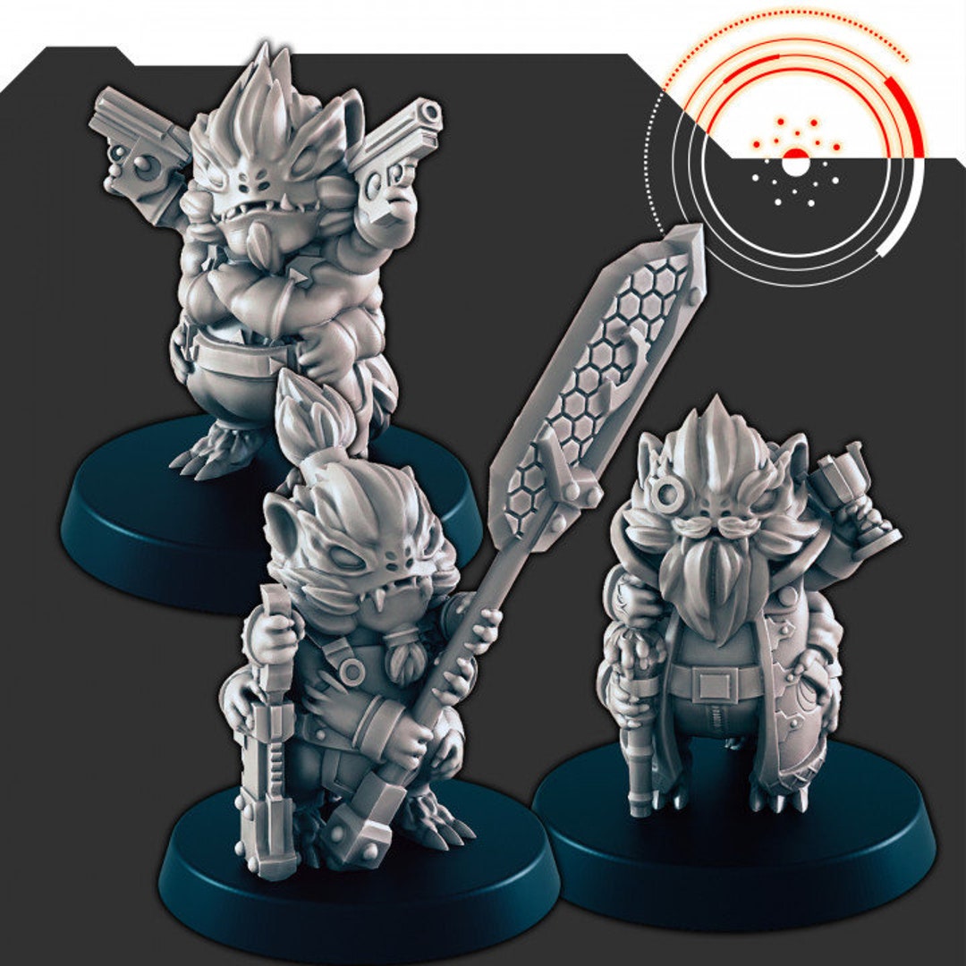 Fuzzy Aliens X3 - Novus Landing Sci Fi Miniatures - 28mm Scale 3D ...