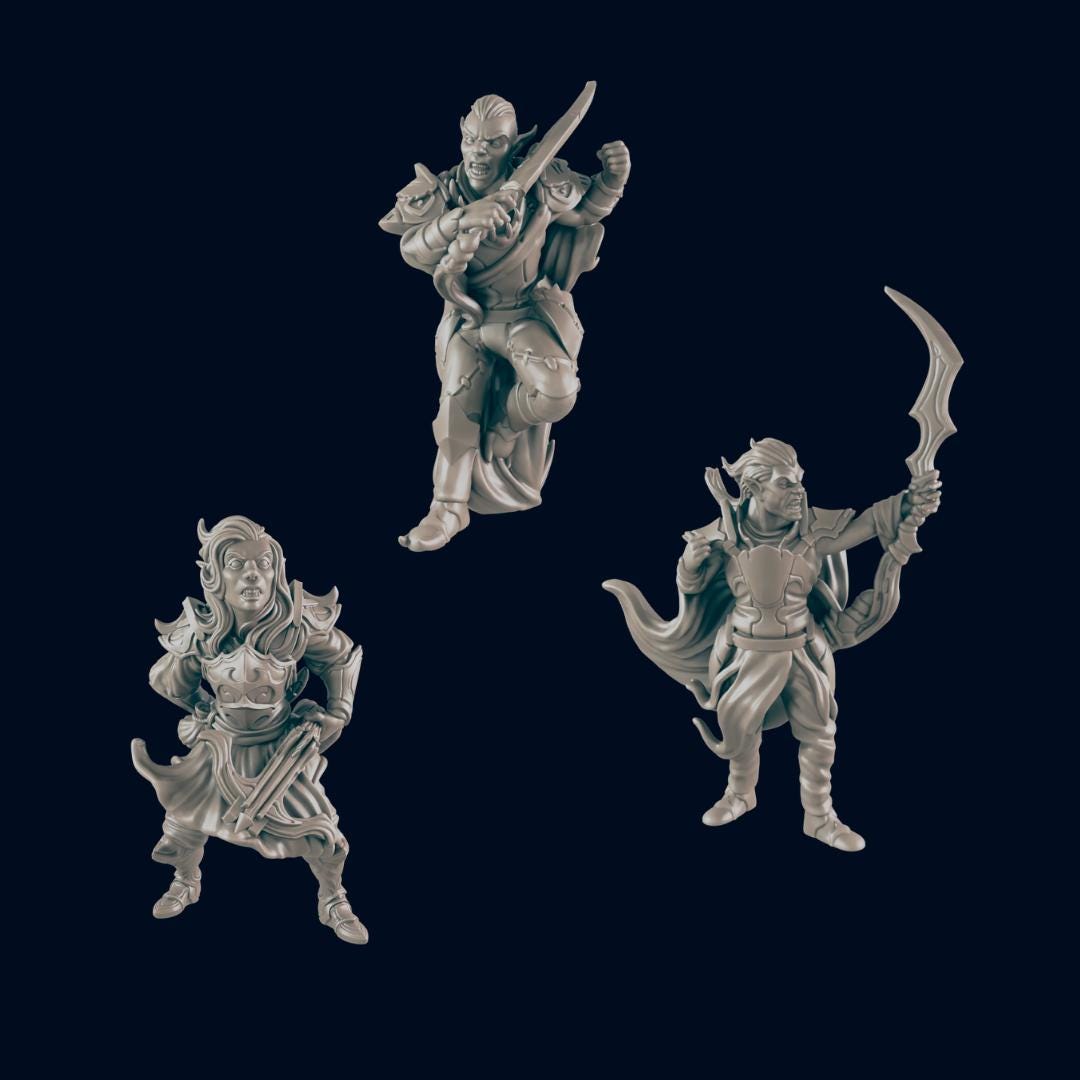 Dark Elf Sniper, Scout and Warrior - 28mm Scale Resin Fantasy ...