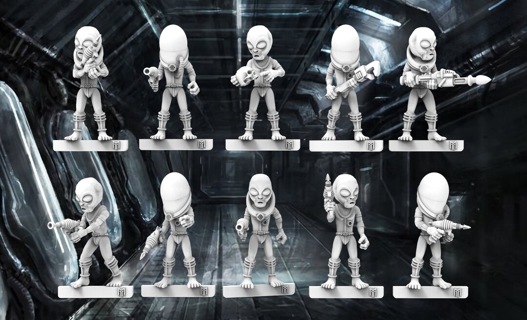 Grey Aliens (grays) X10 - 28mm Scale 3D Printed Resin Miniatures X10 - Etsy