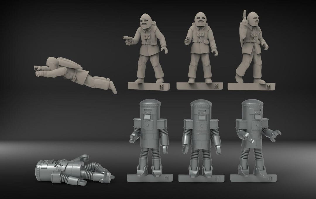 King of the Rocketmen and Undersea Robots - 28mm Scale 3D Printed Resin ...