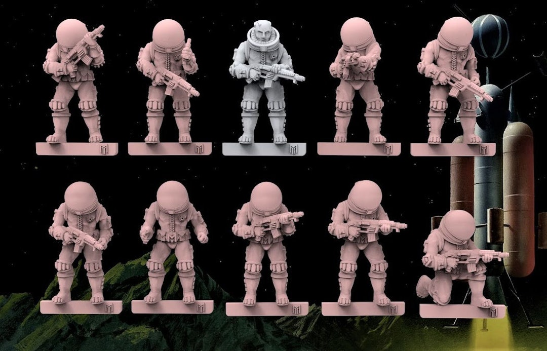 Retro Spacemen - 28mm Scale 3D Printed Resin Miniatures X10 - Etsy ...