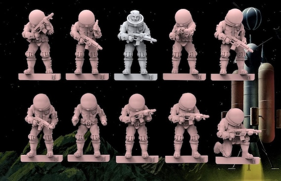 Retro Spacemen 28mm Scale 3D Printed Resin Miniatures X10 - Etsy