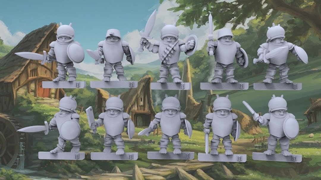 Halfling Armoured Warriors With Swords and Shields - 28mm Scale 3D ...