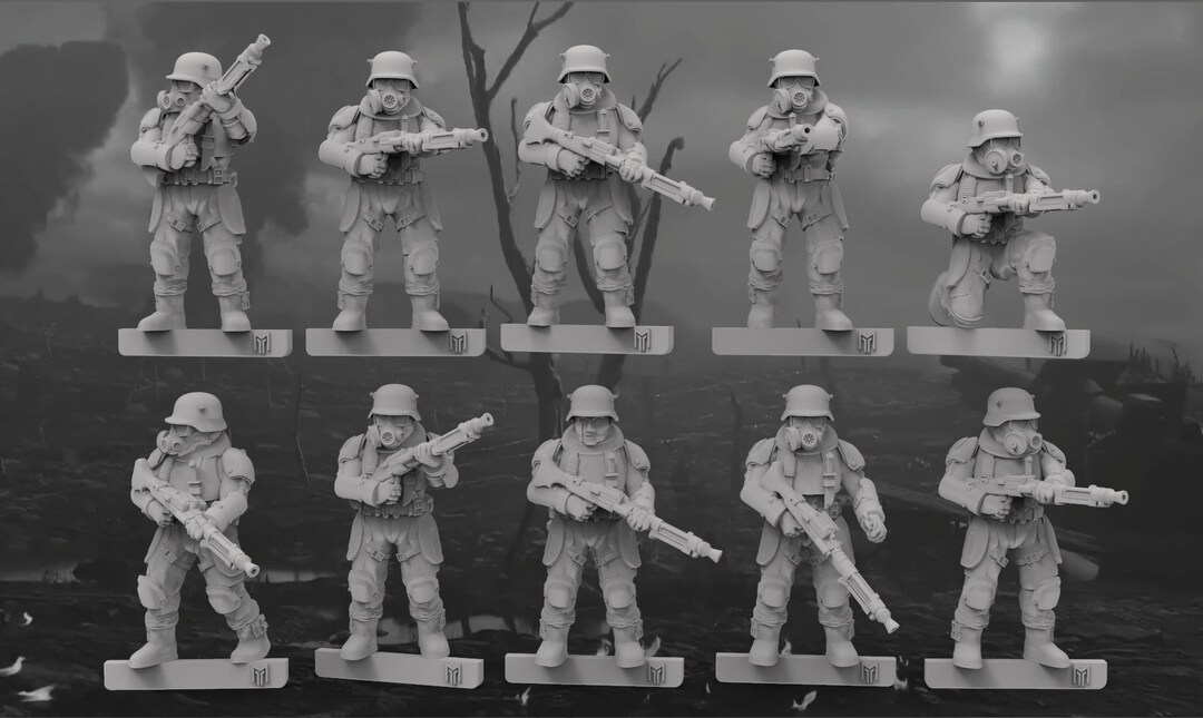 Brown Shadow Traitor Guard - 28mm Scale 3D Printed Resin Miniatures X10 ...