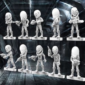 Grey Aliens (grays) X10 - 28mm Scale 3D Printed Resin Miniatures X10 - Etsy