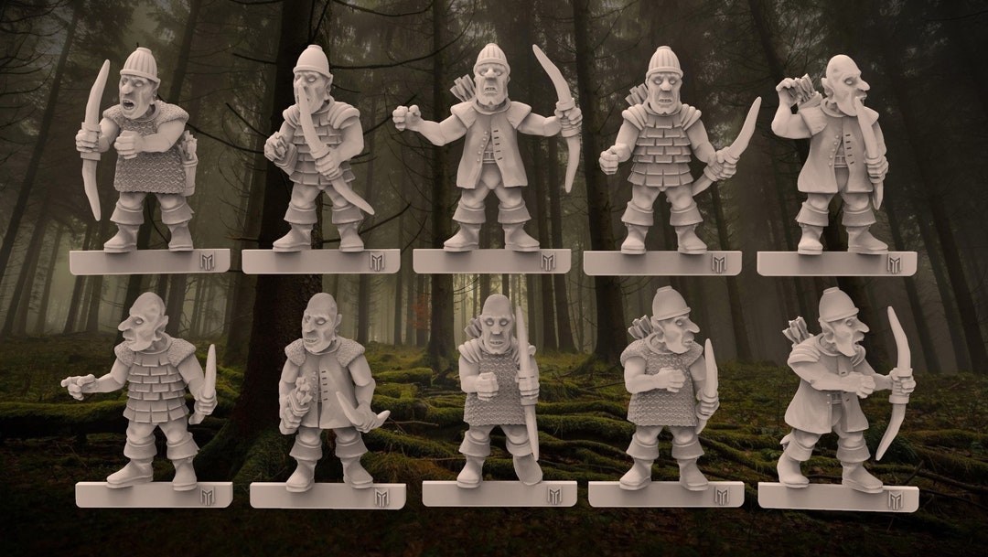 Red Orc Bowmen / Archers - 28mm Scale 3D Printed Resin Miniatures X10 ...