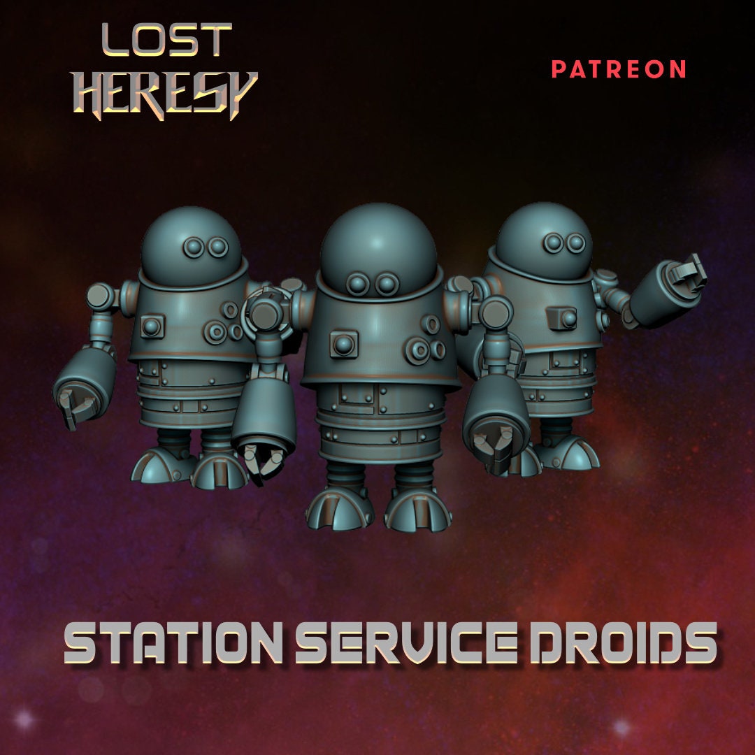 Space Station Service Droids X3 28mm Scale Resin Miniatures 3D Printed ...
