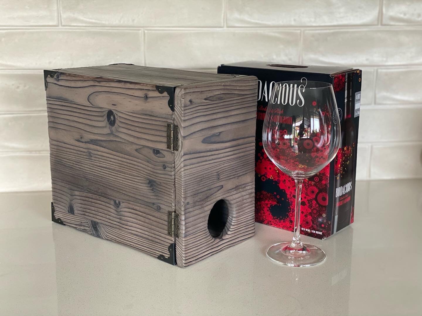 Farmhouse Boxed Wine Dispenser | Rustic Wooden Wine Holder for Kitchen ...