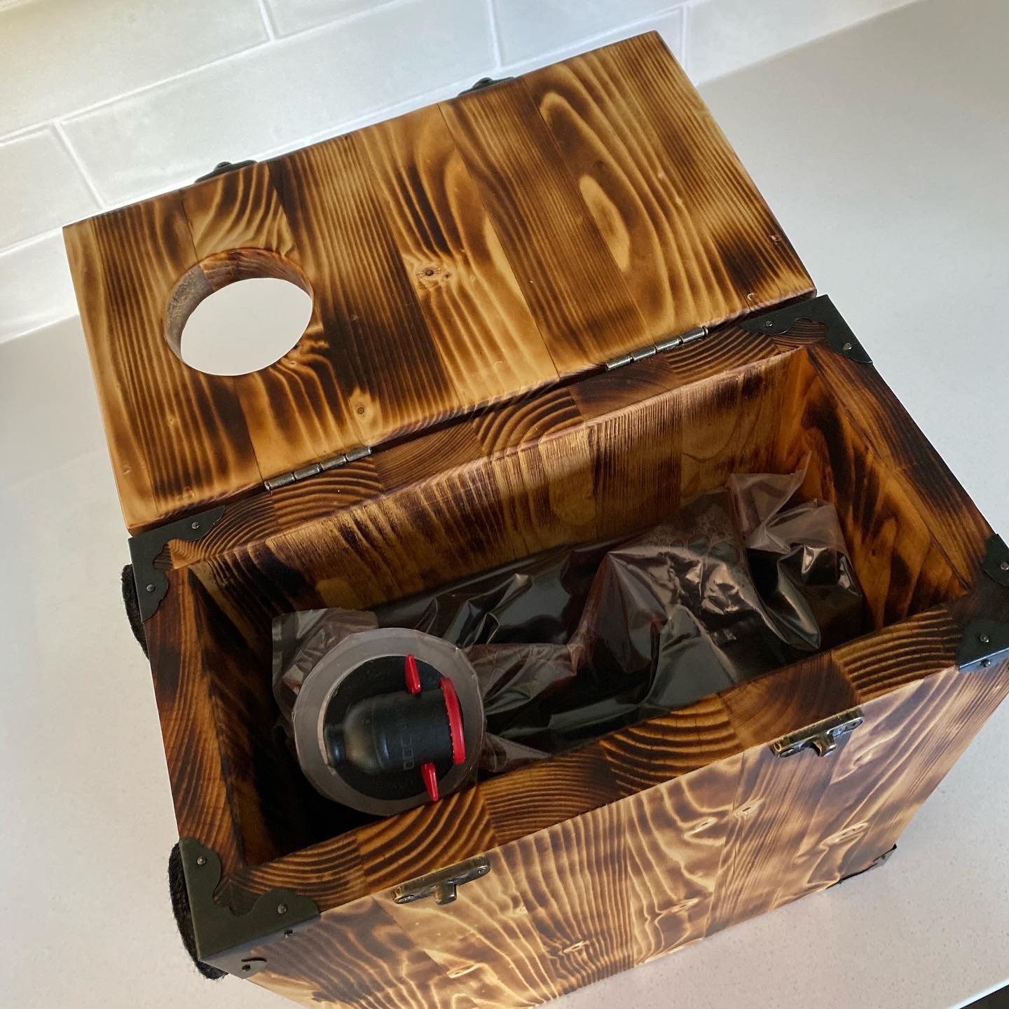 Farmhouse Boxed Wine Dispenser | Rustic Wooden Wine Holder for Kitchen ...