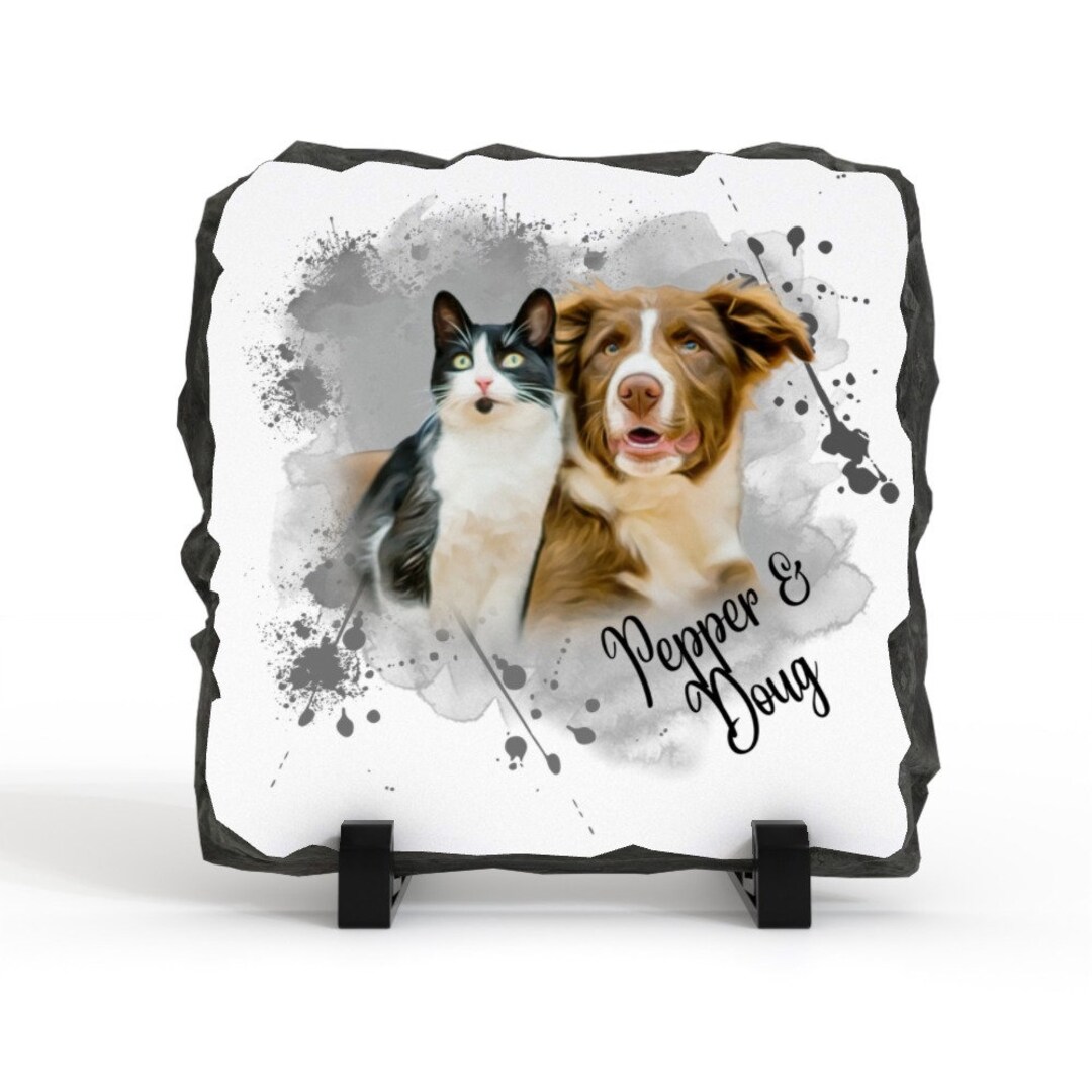 Personalized Pet Portrait Slate: Custom Dog & Cat Photo Gift - Etsy