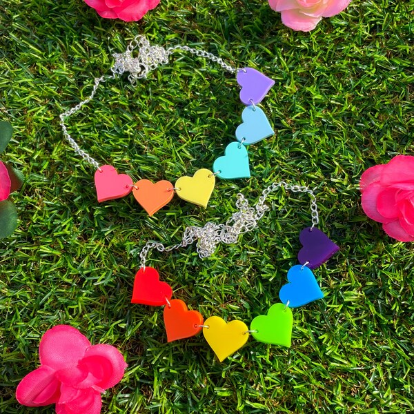 Rainbow Acrylic Laser Necklace - Etsy