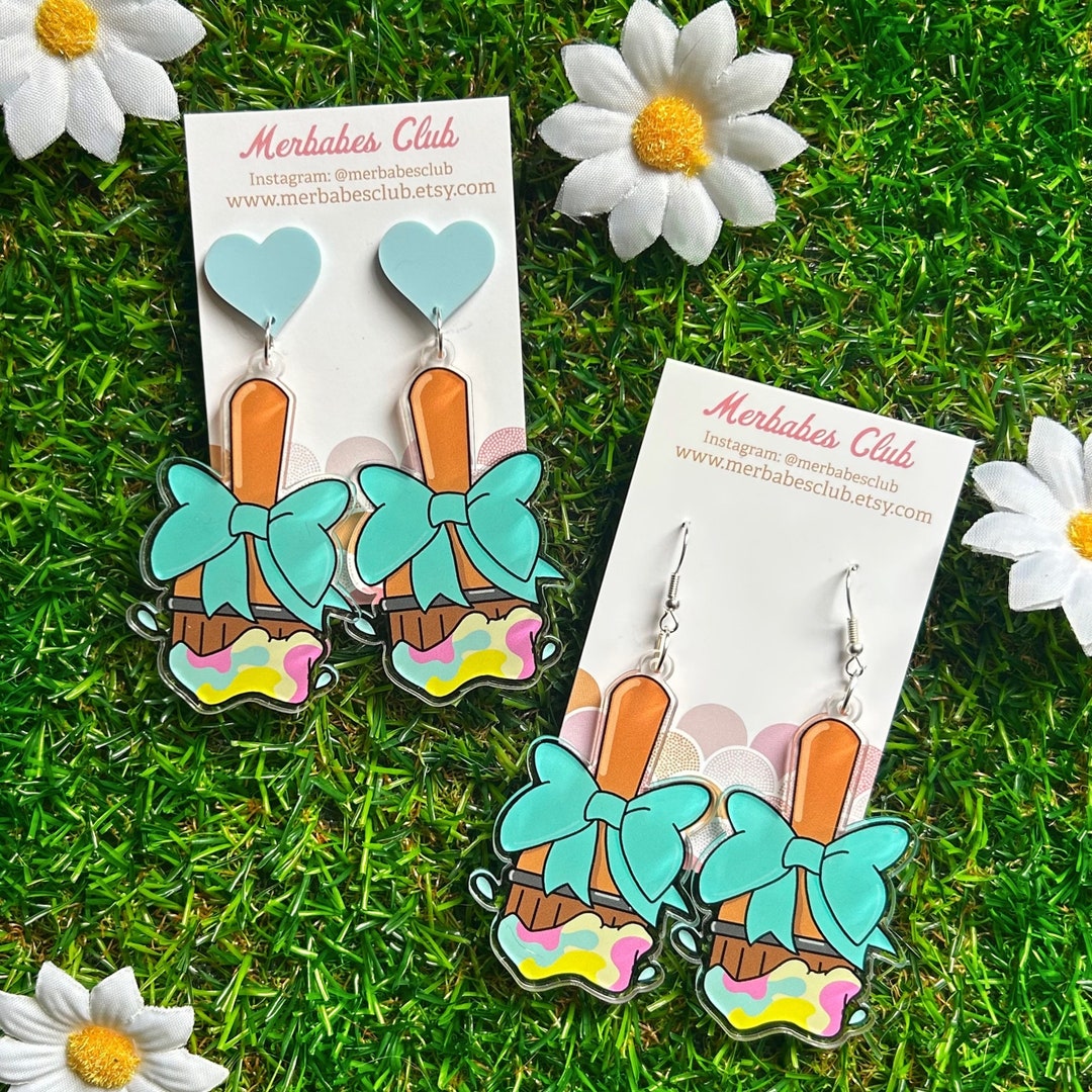 Jumbo Baby Paint Brush Earrings or Clip Ons Neopets Hidden Tower ...