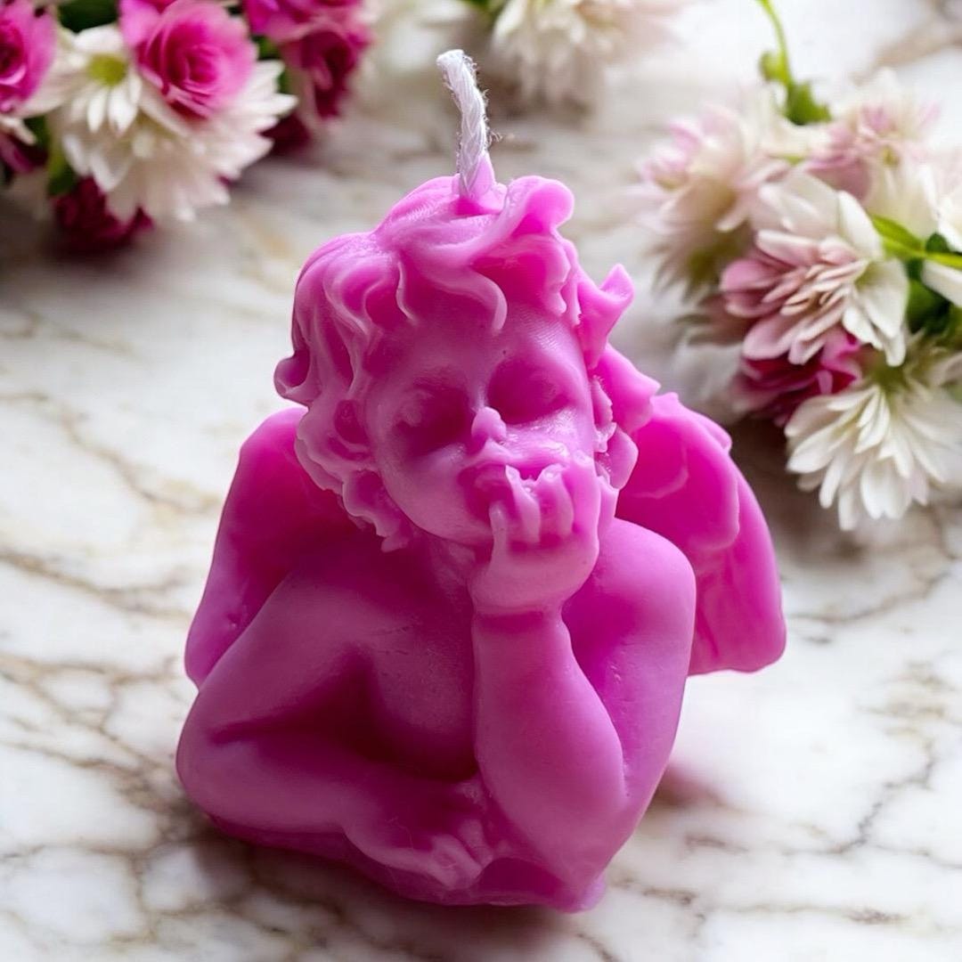Cherub Pillar Candle Vegan Soy Wax Celestial Home Decor Angelic ...