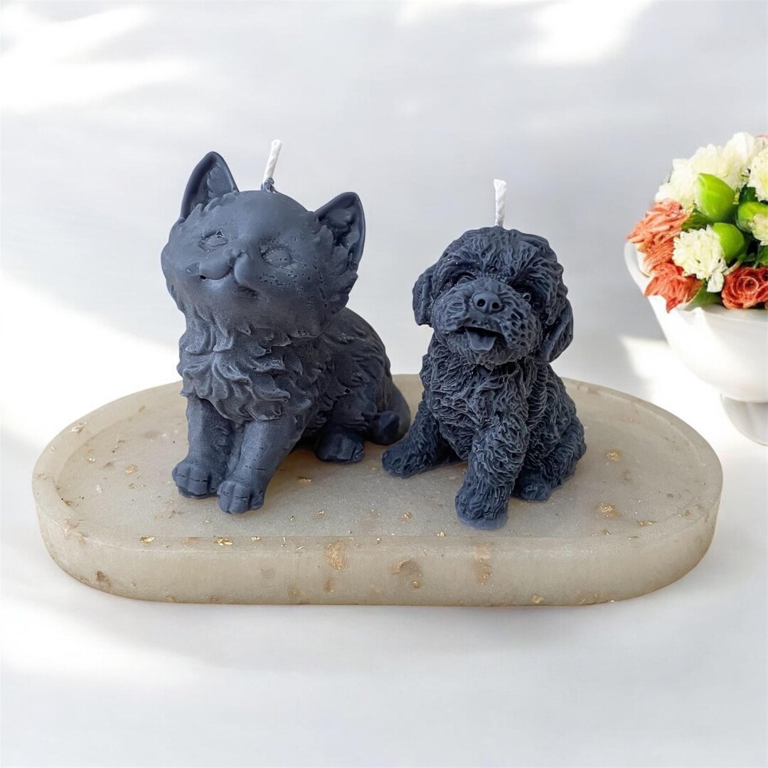 Pet Duo Soy Candles Cat Dog Pillar Set Handmade Pet Lover Gift Animal ...