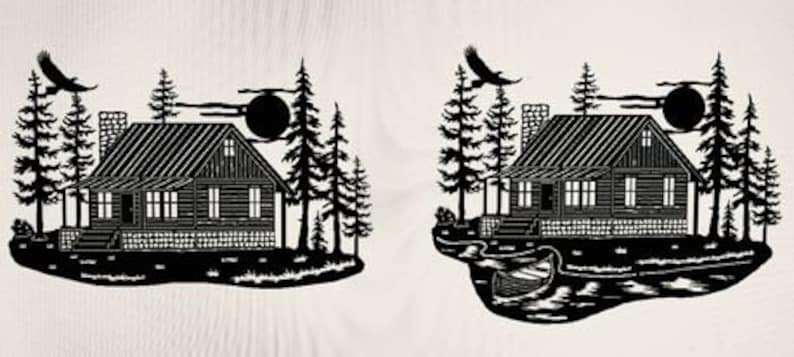 Cabin Scene and Cabin Scene With Canoe Dxf for Plasma - Etsy
