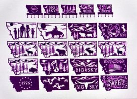 Montana State Bundle 16 Wall Art and 5 Keychain Holders for - Etsy