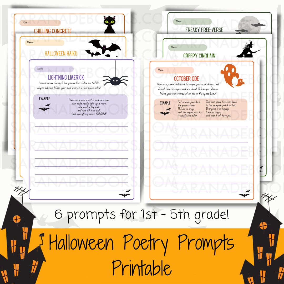 Halloween Poetry Printables for Teachers, Guided Poetry Prompts for ...