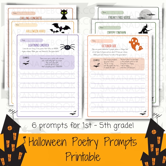 Halloween Poetry Printables for Teachers Guided Poetry - Etsy