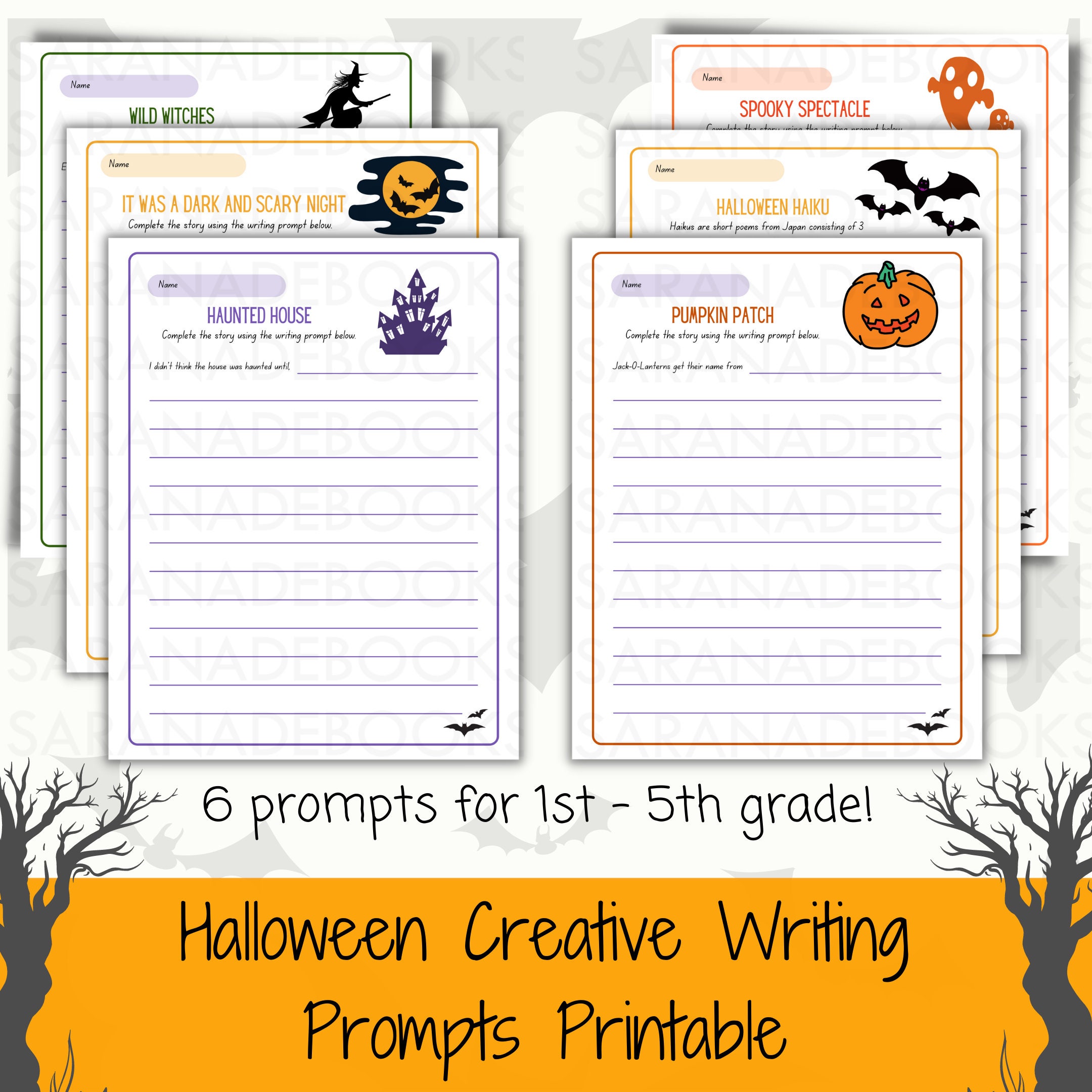 Halloween Creative Writing Printables For Teachers Guided Prompts For