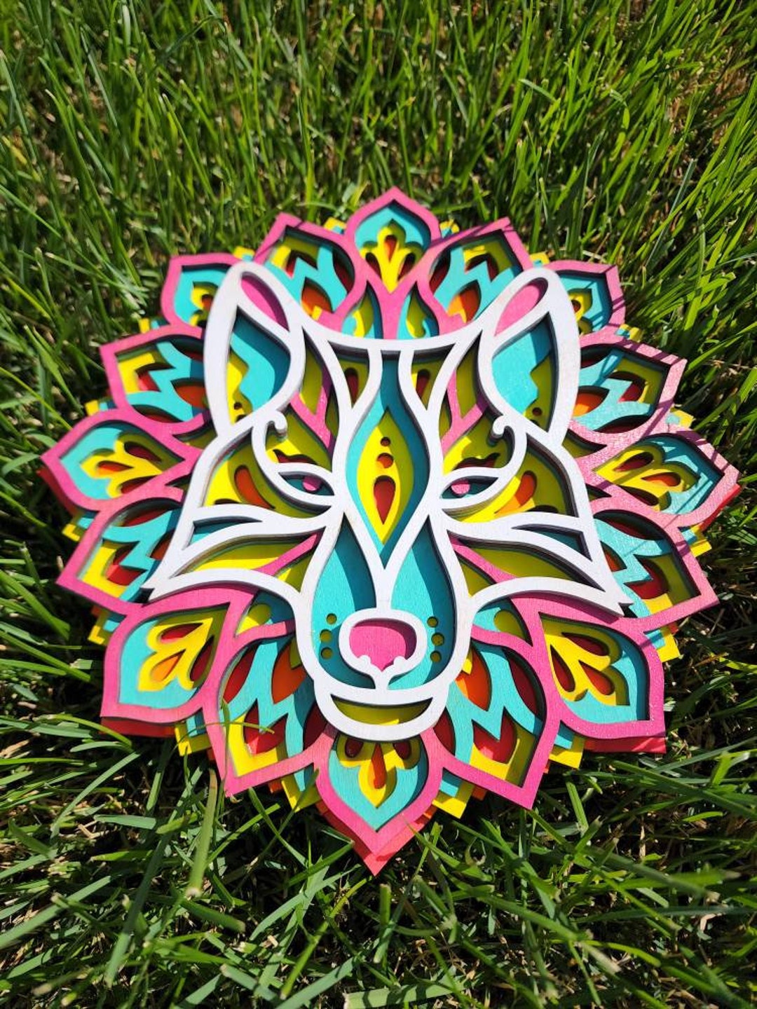 Mandala Wolf Wolf Wal Art Hanging Wolf Wall Art - Etsy
