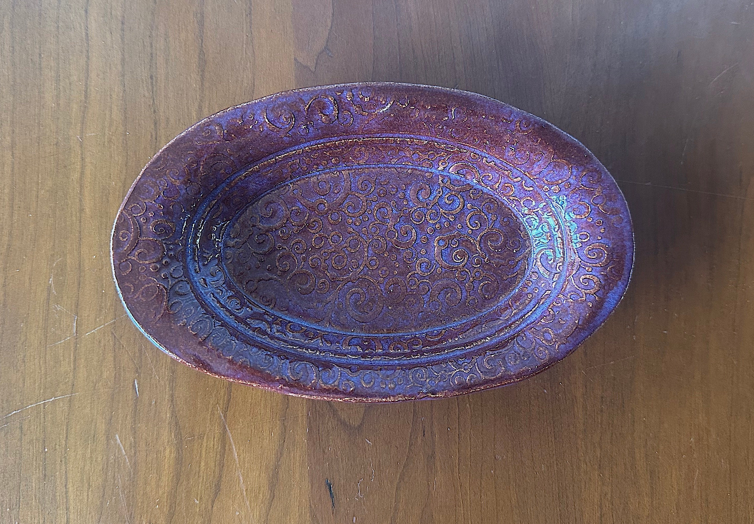6.25 Inch Plum Textured Pottery Platter/dish/trinket Dish - Etsy