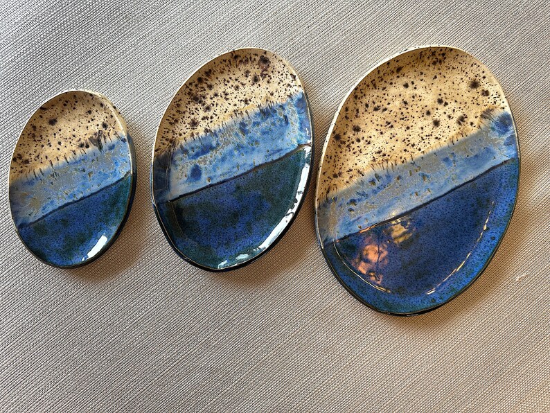Set of 3 Hand Built Pottery Platters/plates 6, 8 and 10 Inches ...