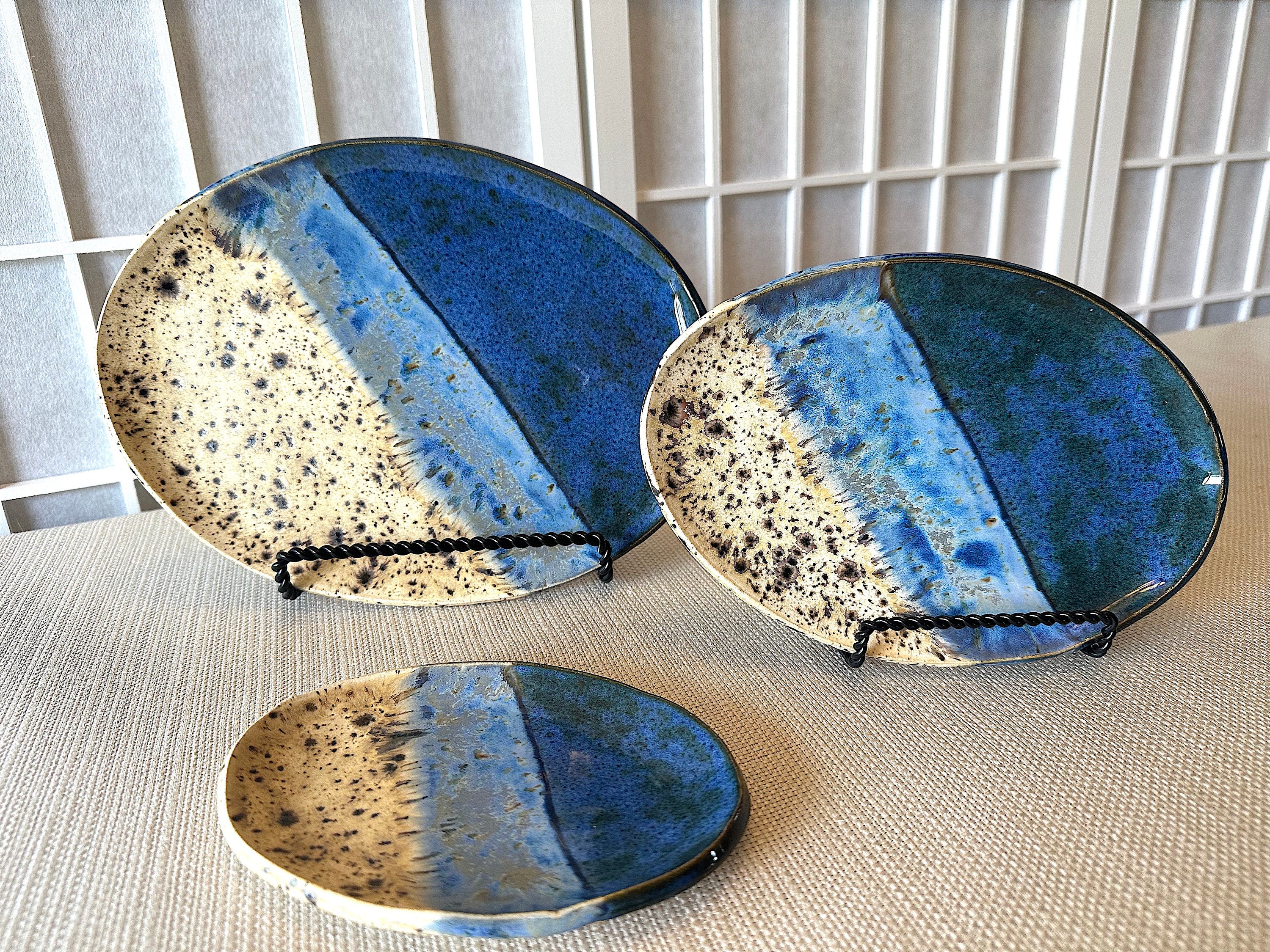 Set of 3 Hand Built Pottery Platters/plates 6, 8 and 10 Inches ...