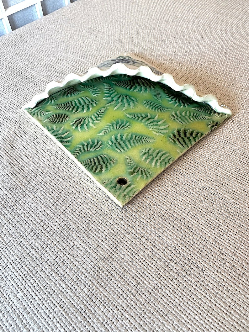 Pottery Fern and Floral Lace Pattern Wall Pocket/succulent Planter 8.5 ...