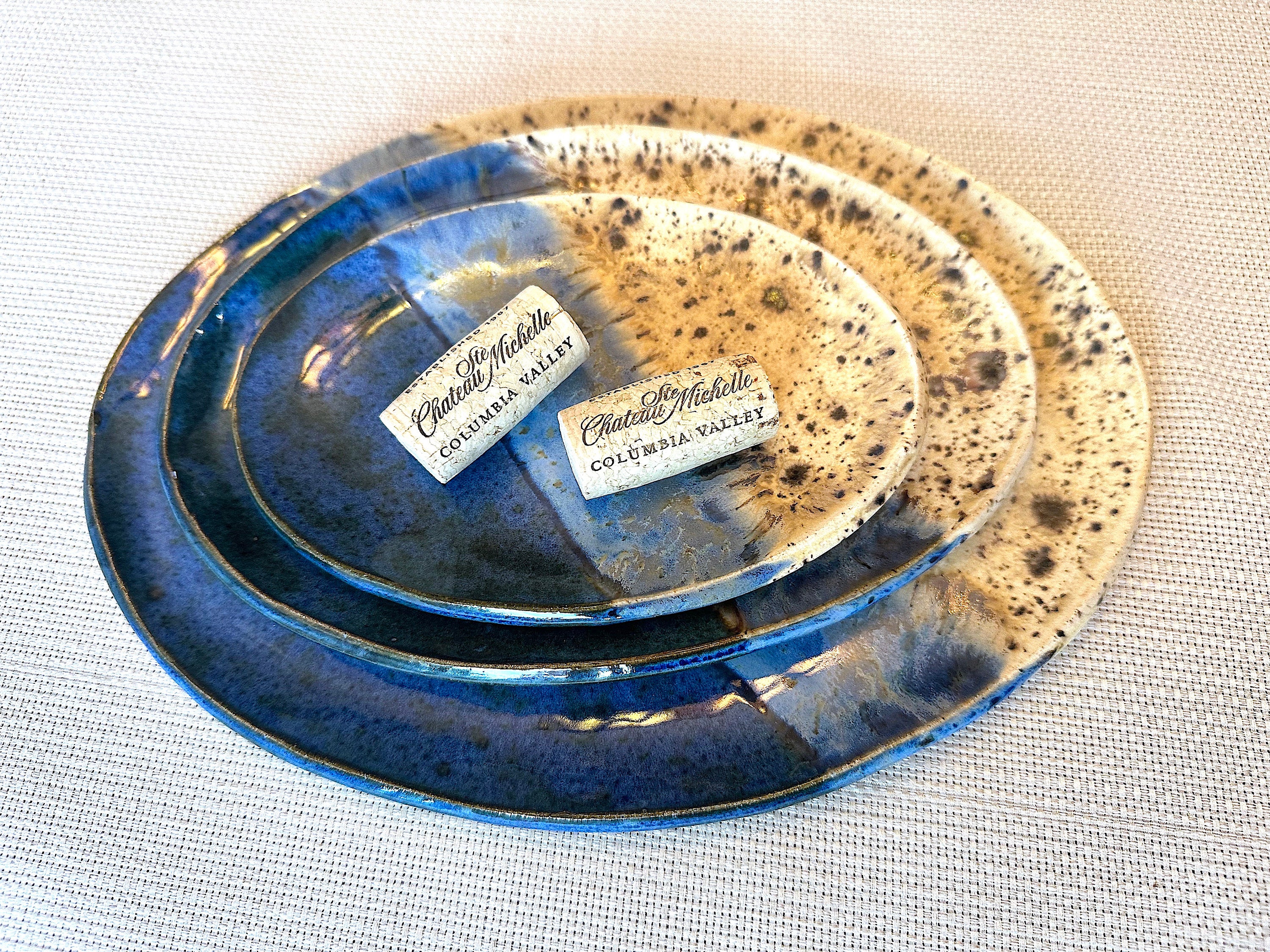 Set of 3 Hand Built Pottery Platters/plates 6, 8 and 10 Inches ...