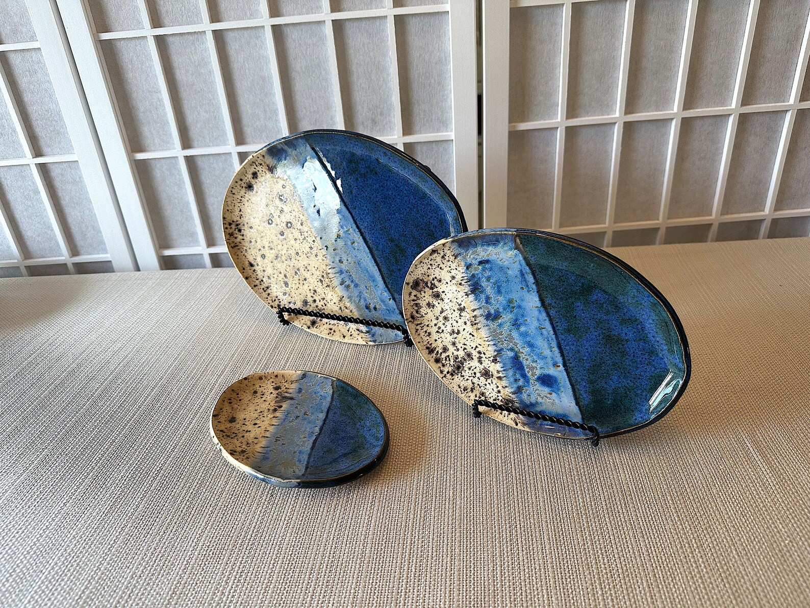 Set of 3 Hand Built Pottery Platters/plates 6, 8 and 10 Inches ...